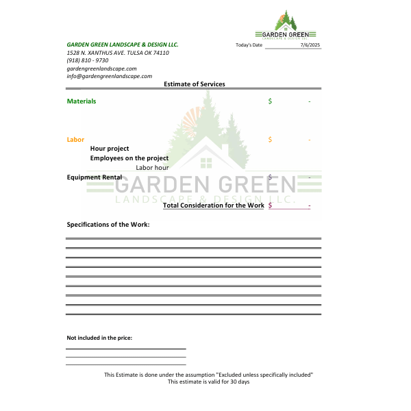Request a Free Estimate - Garden Green Landscape & Design